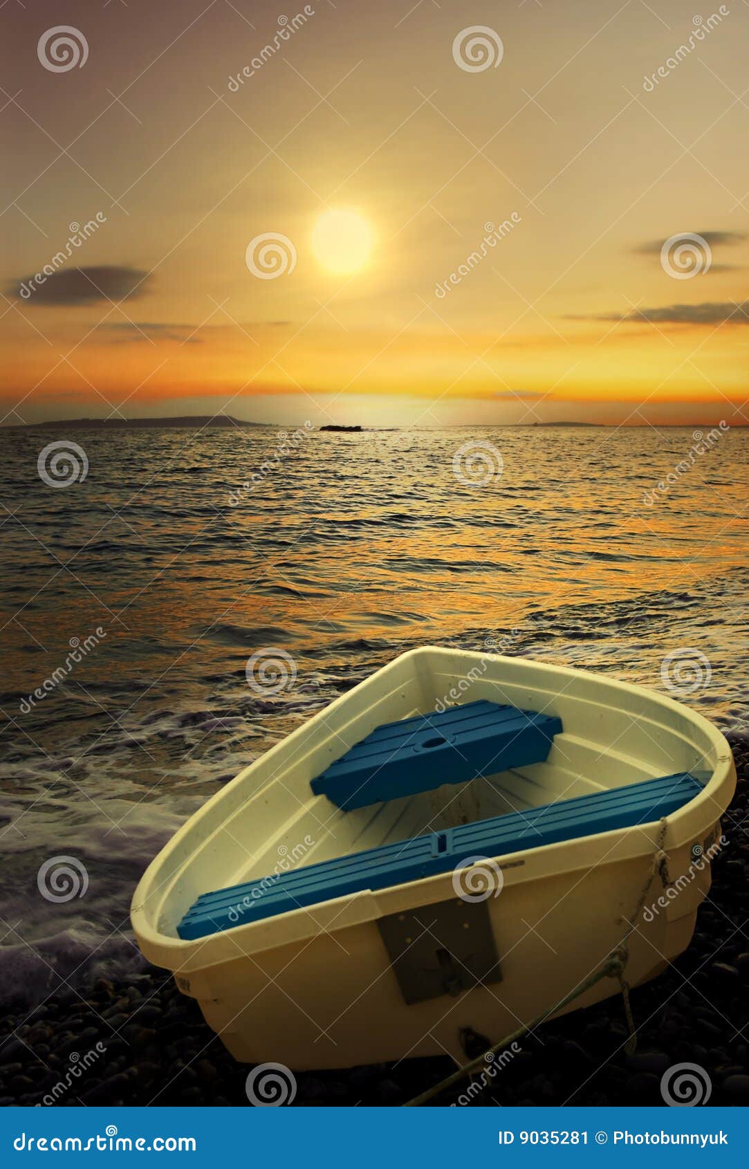 Old Rowing Boat and Sunset. Stock Image - Image of warm, idyllic: 9035281