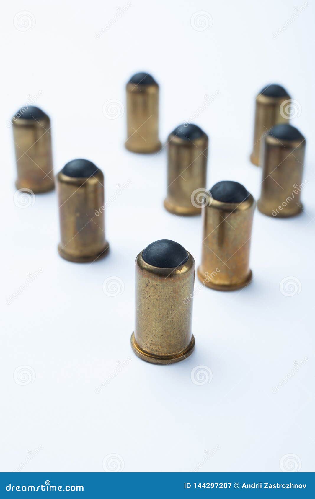 Old Rubber Bullets on a White Background, Selective Focus Stock Image ...