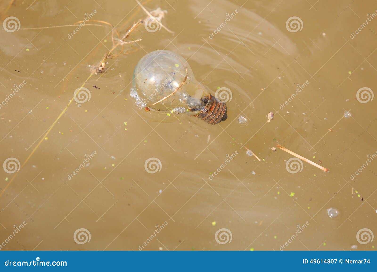 Old Rubbish Bulb in Dirty Yellow River Stock Image - Image of rivulet ...