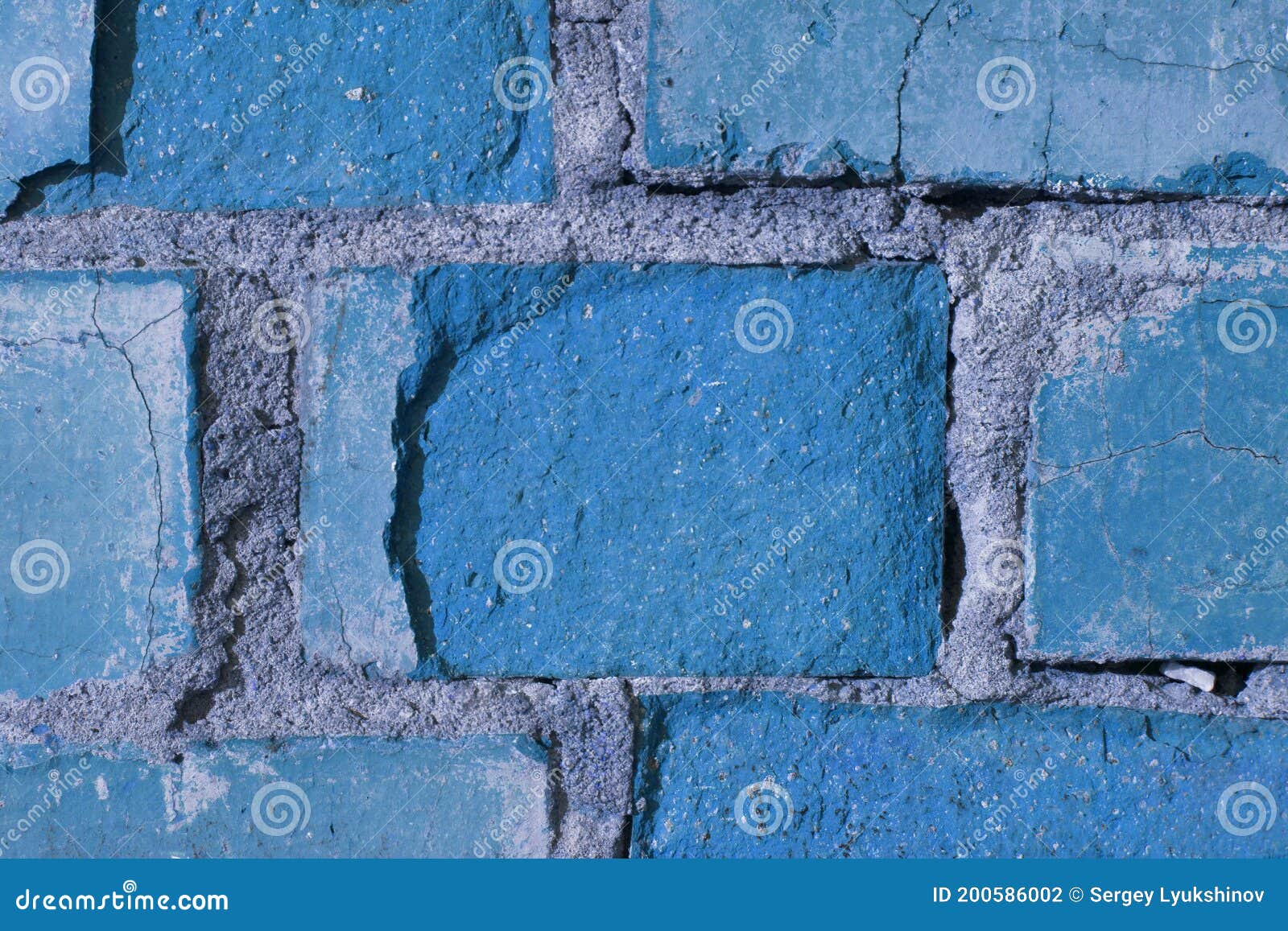 Old Ruined Blue Brick Wall Close Up Stock Photo - Image of blotch ...