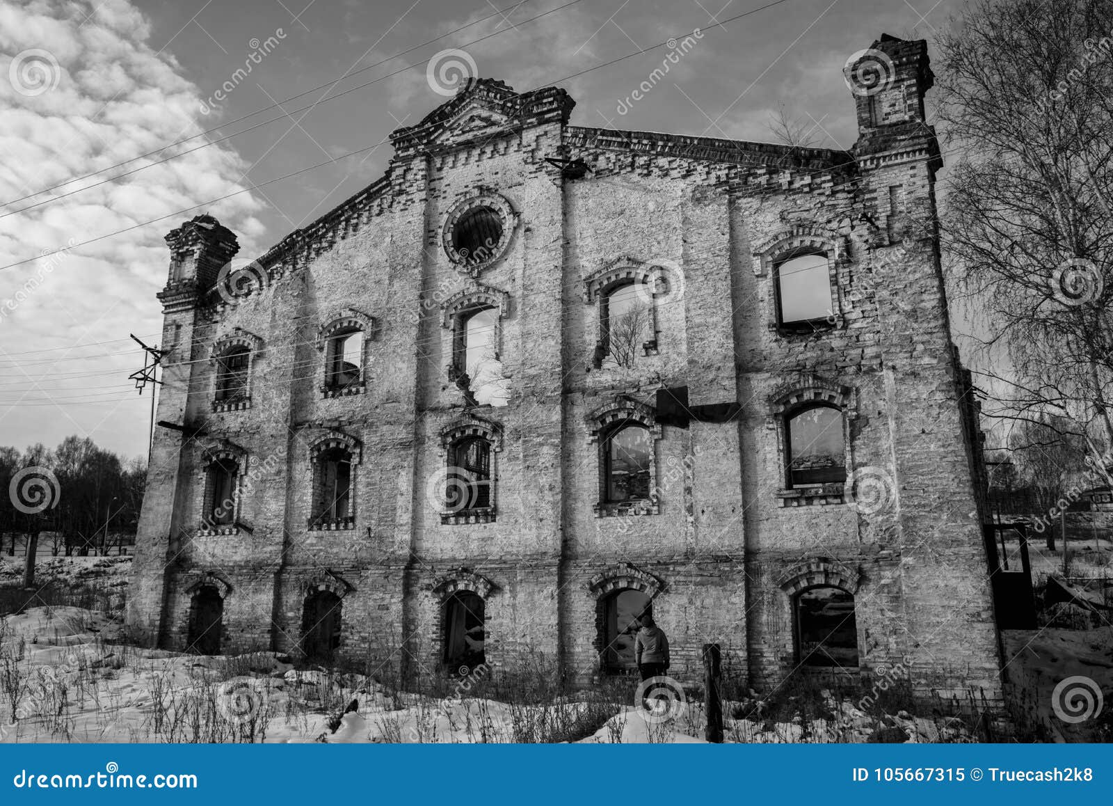 Old Ruined Brick Building, Destroyed and Abandoned Place. Stock Image ...