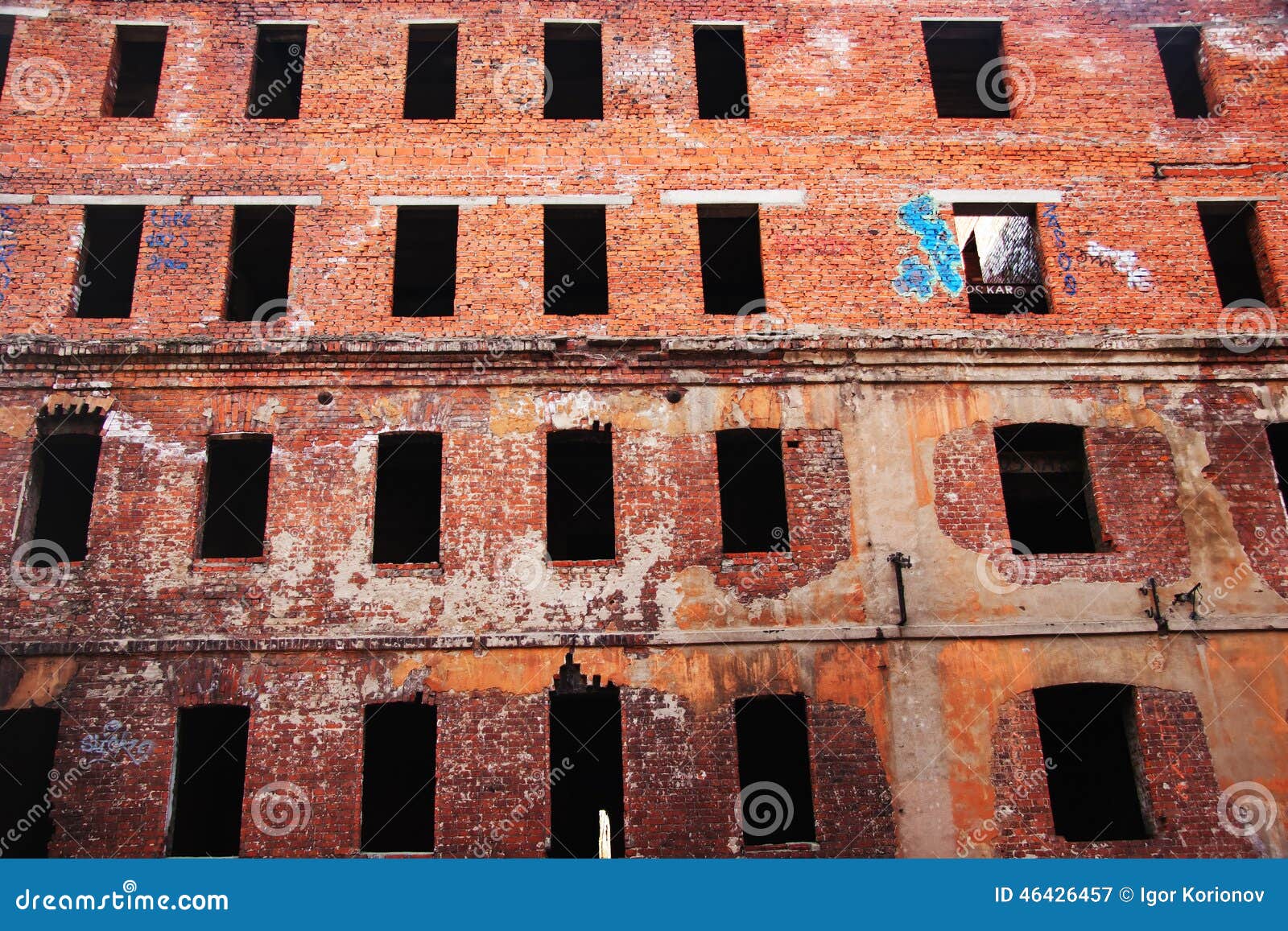 Old ruined brick building stock image. Image of black - 46426457