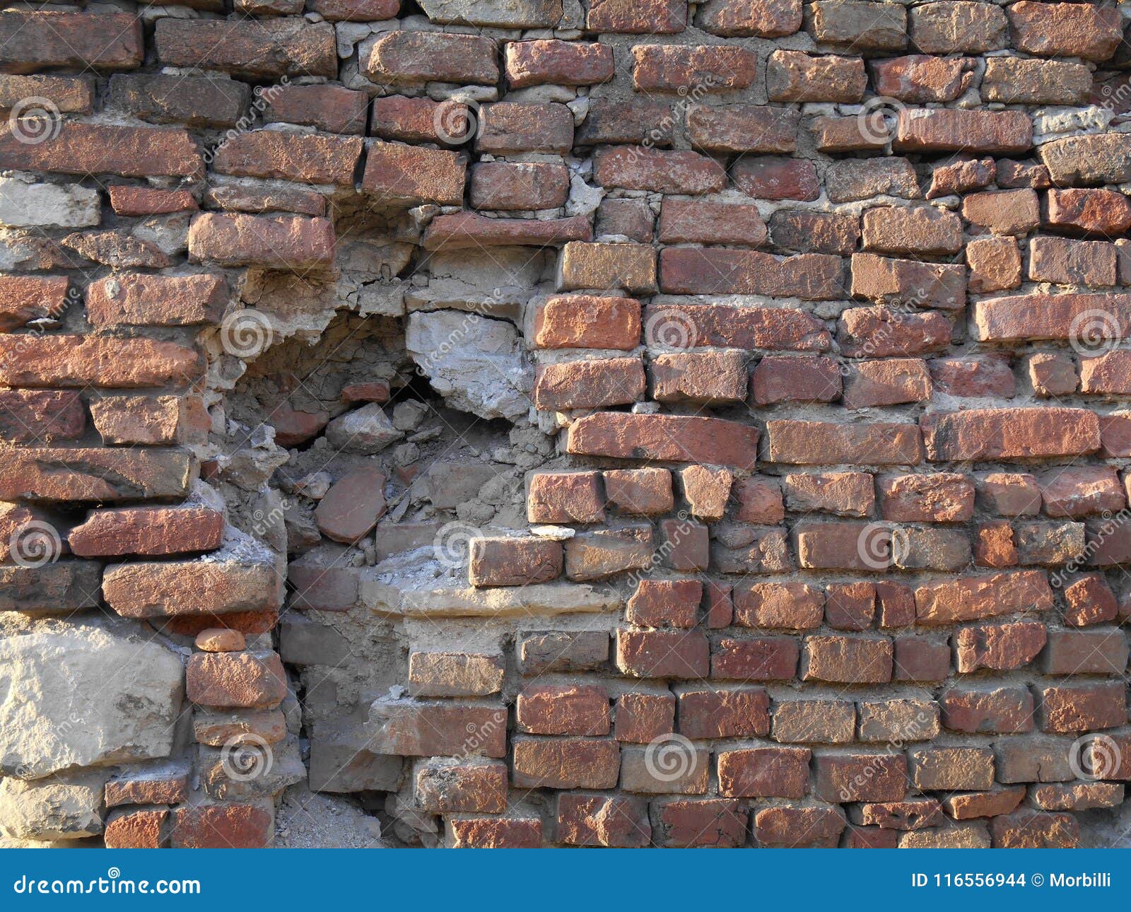 Old Ruined Brick Wall, Close Up View Stock Photo - Image of destroyed ...