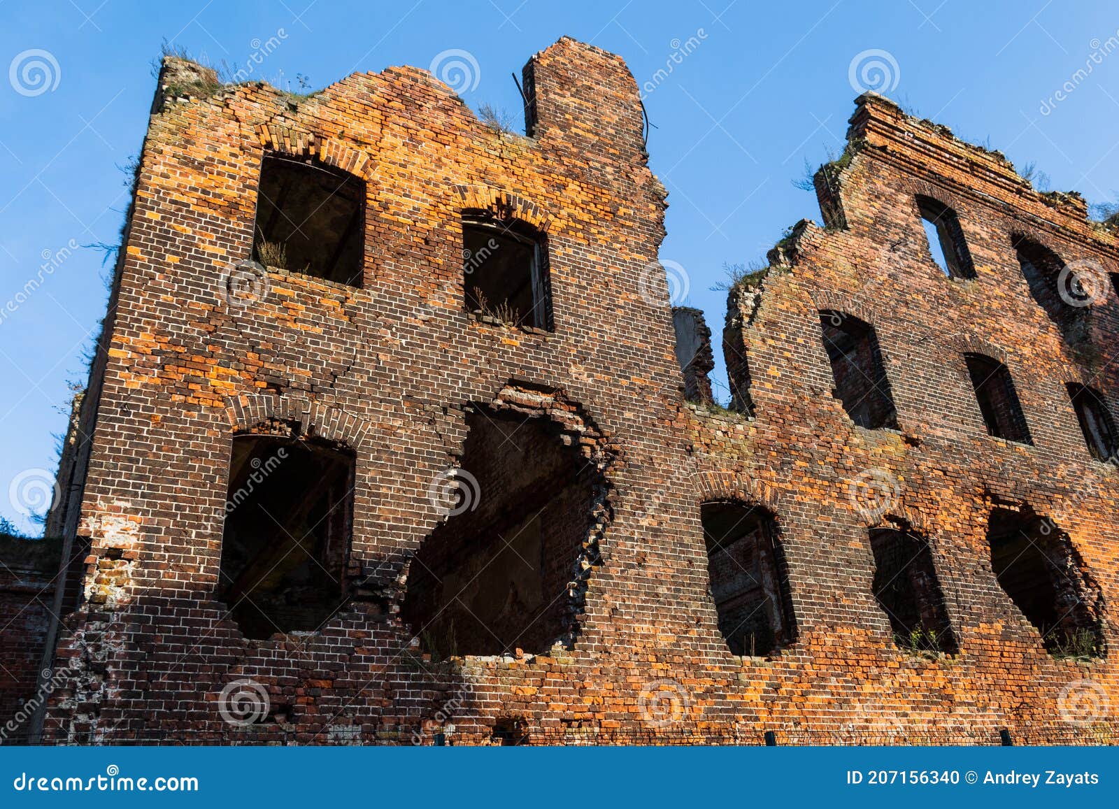 An Old Ruined Building, without Windows or Doors, Made of Red Bricks ...