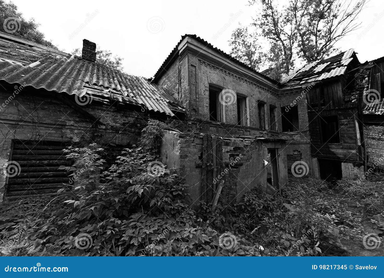 Old ruined burned building stock image. Image of grunge - 98217345