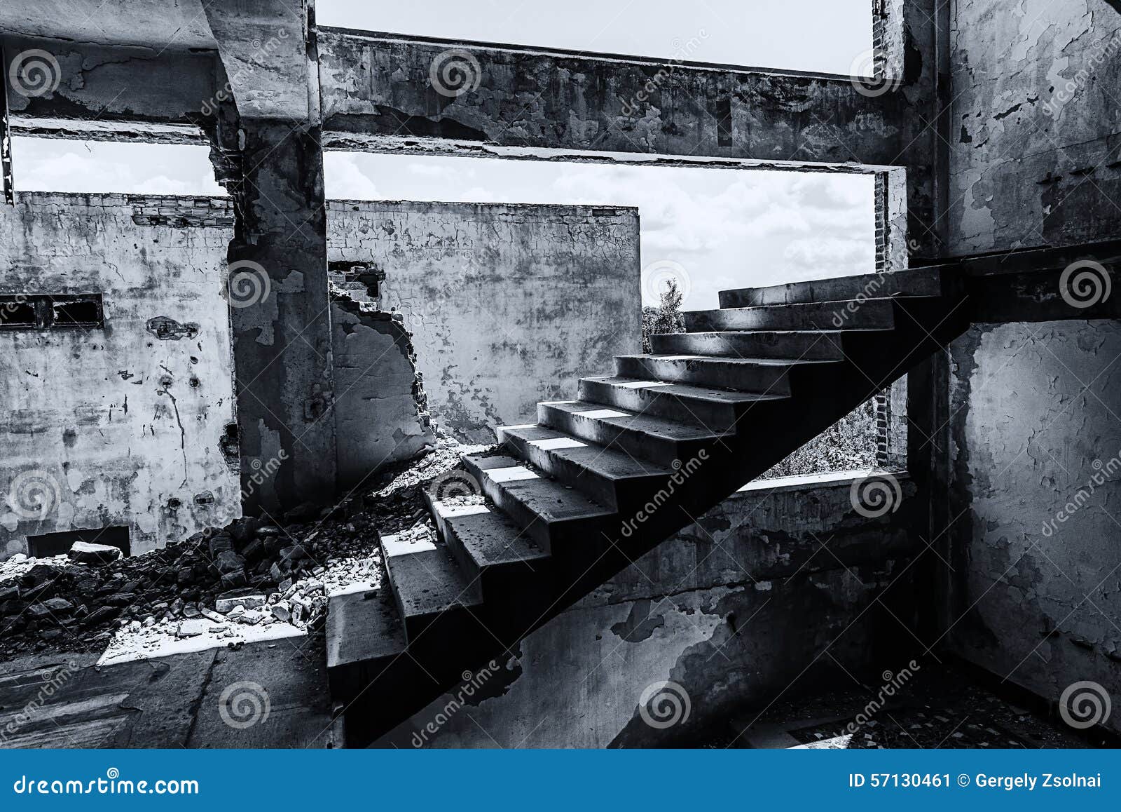Old Ruined Factory Building from the Inside Stock Image - Image of ...