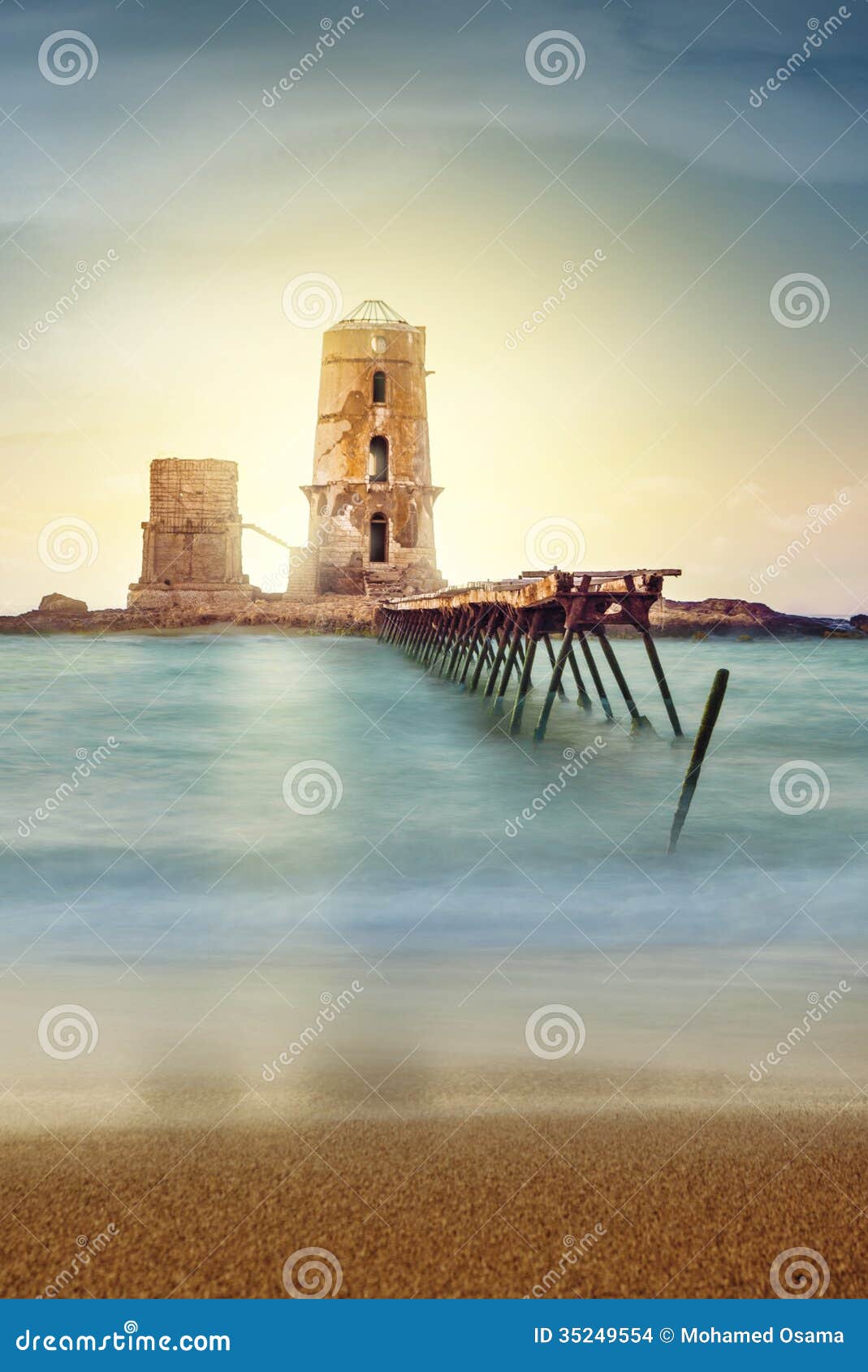 Old Ruined Lighthouse stock photo. Image of blue, illuminated - 35249554