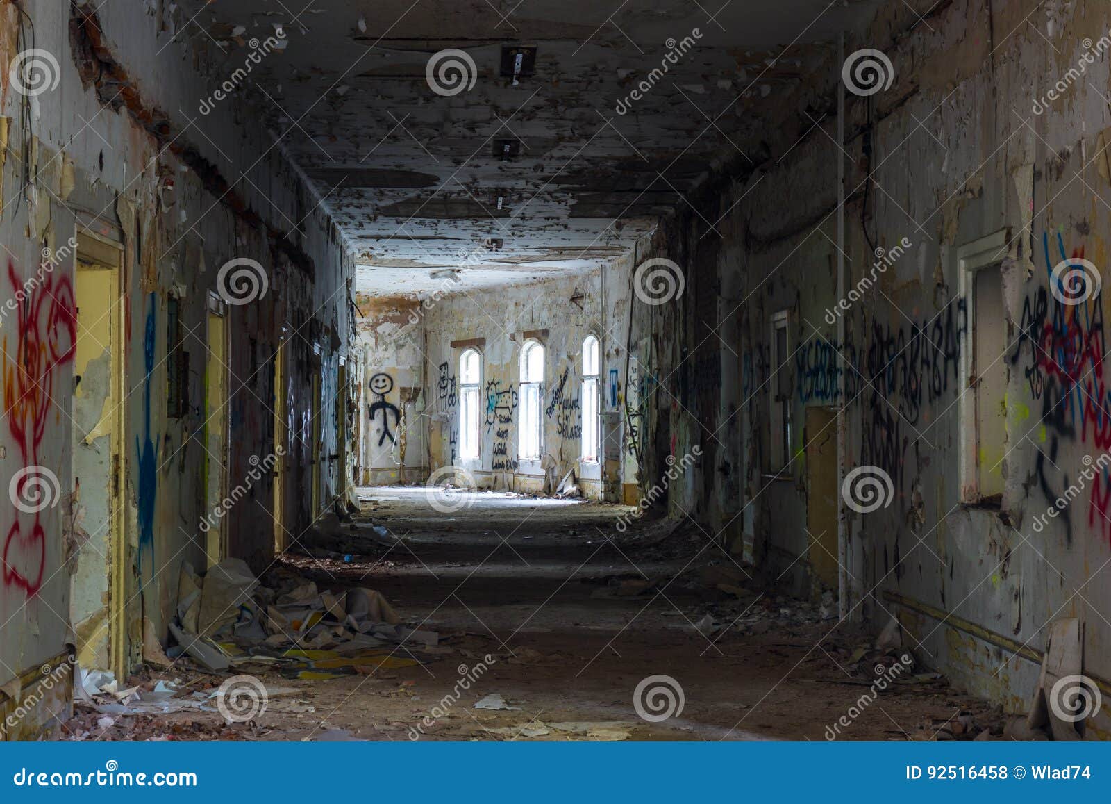 The Old and Ruined Room of a Building, Lost Places Stock Photo - Image ...