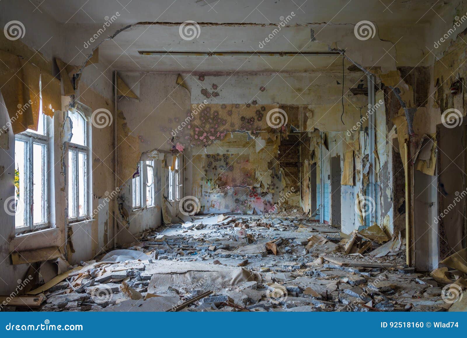 The Old and Ruined Room of a Building, Lost Places Stock Photo - Image ...