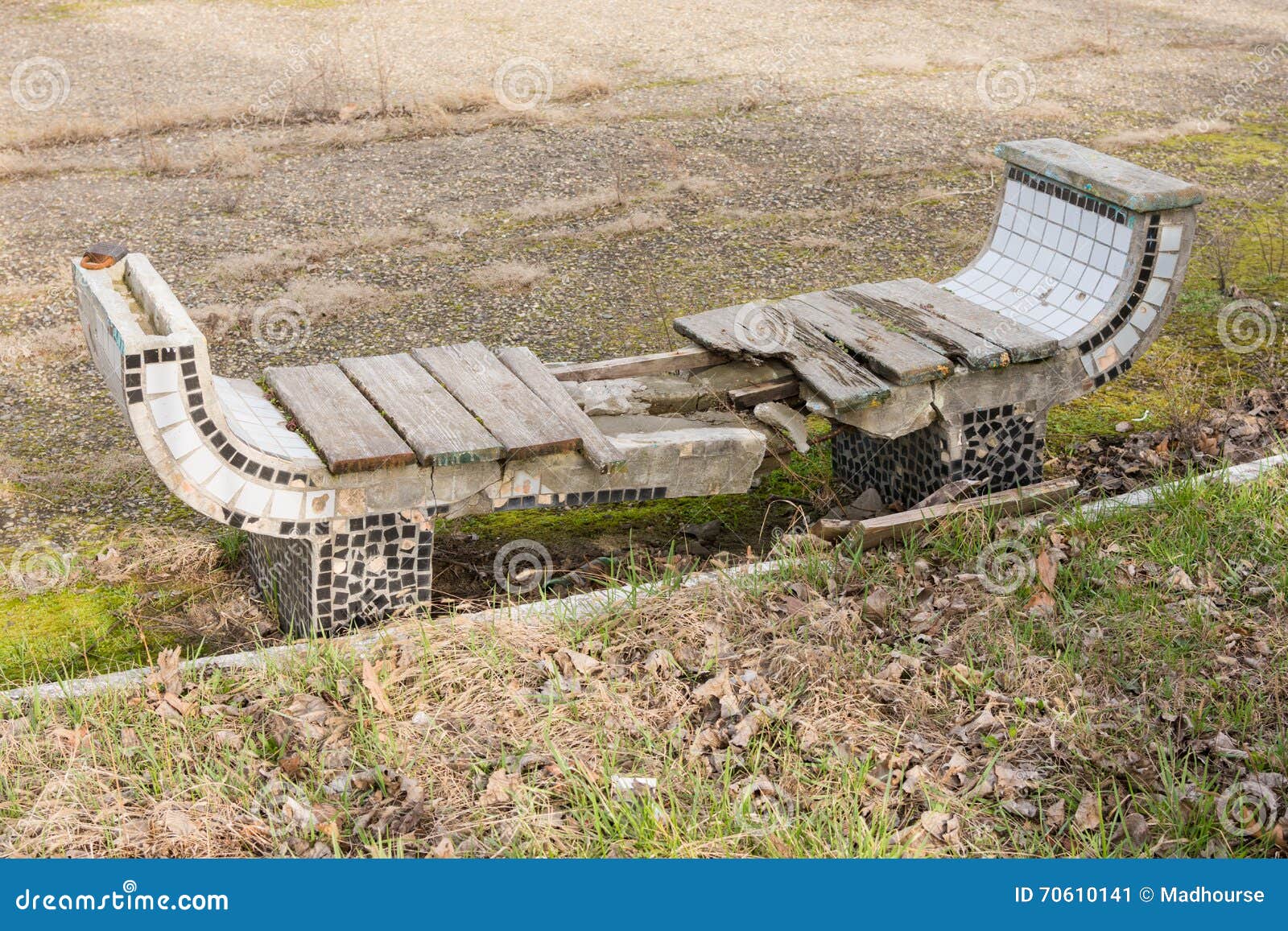 Old Ruined with Time Outdoor Bench Stock Image - Image of broken ...