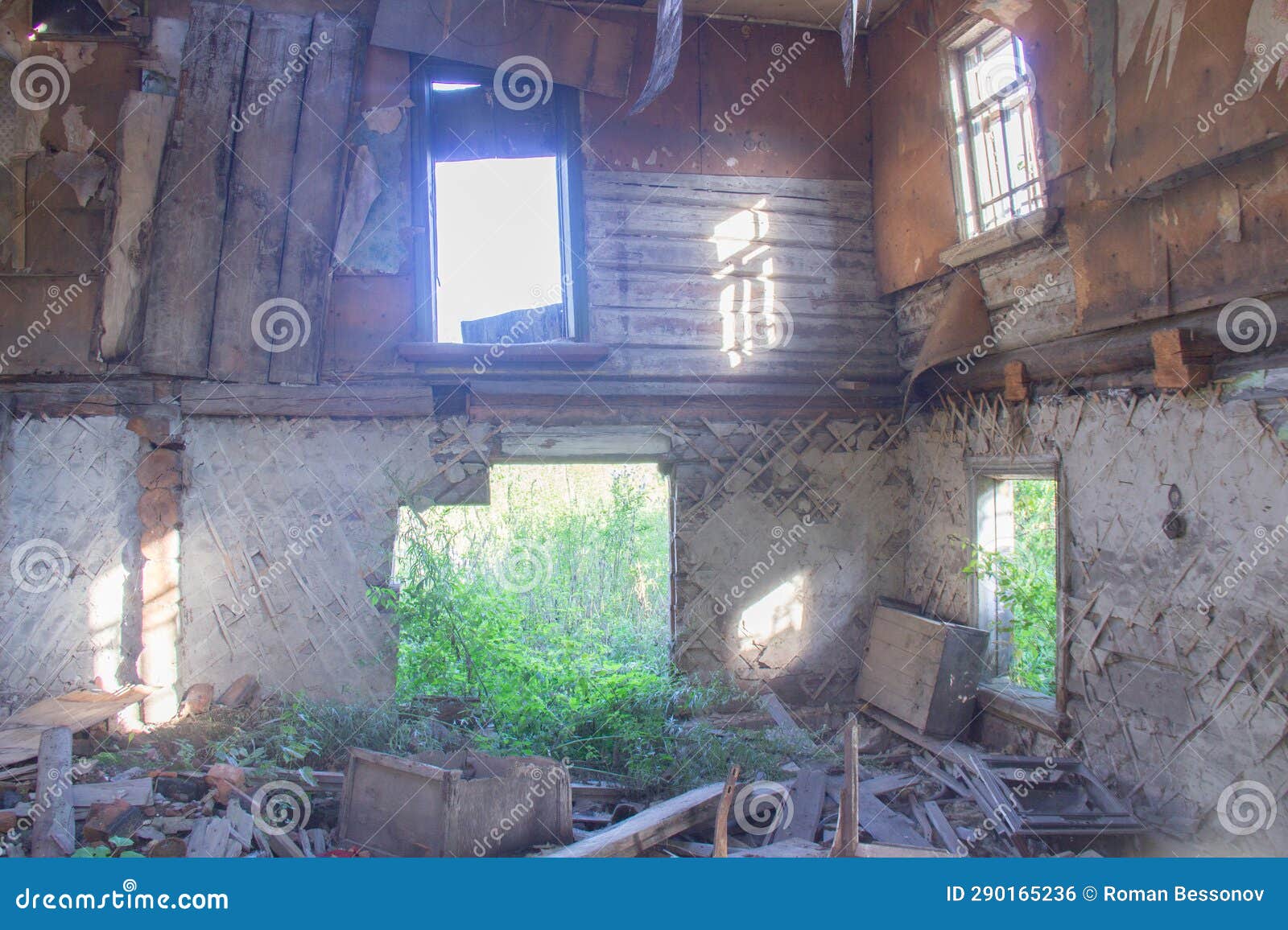 An Old Ruined Two-storey Building, a View from the Inside Stock Photo ...