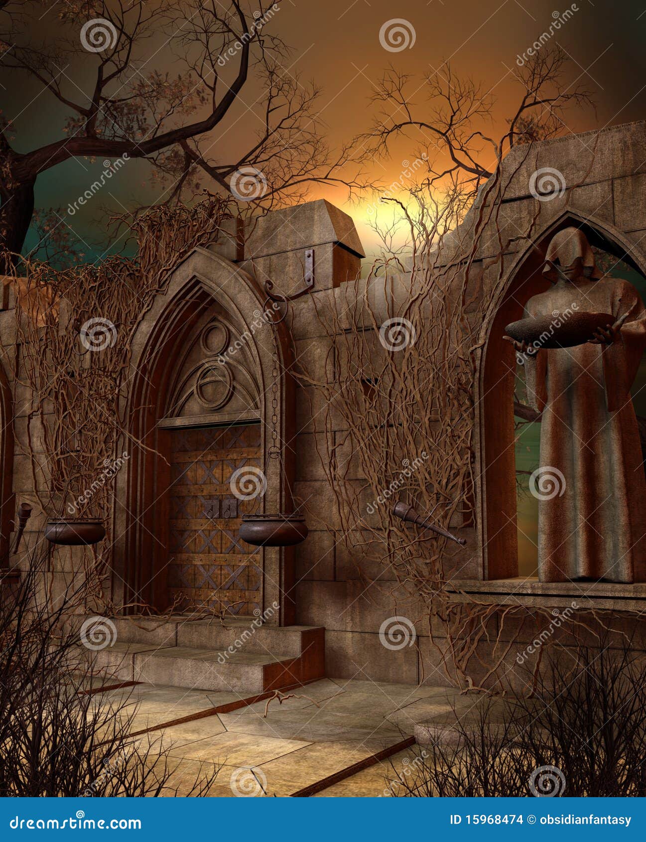 Old ruins stock illustration. Illustration of night, ruins - 15968474