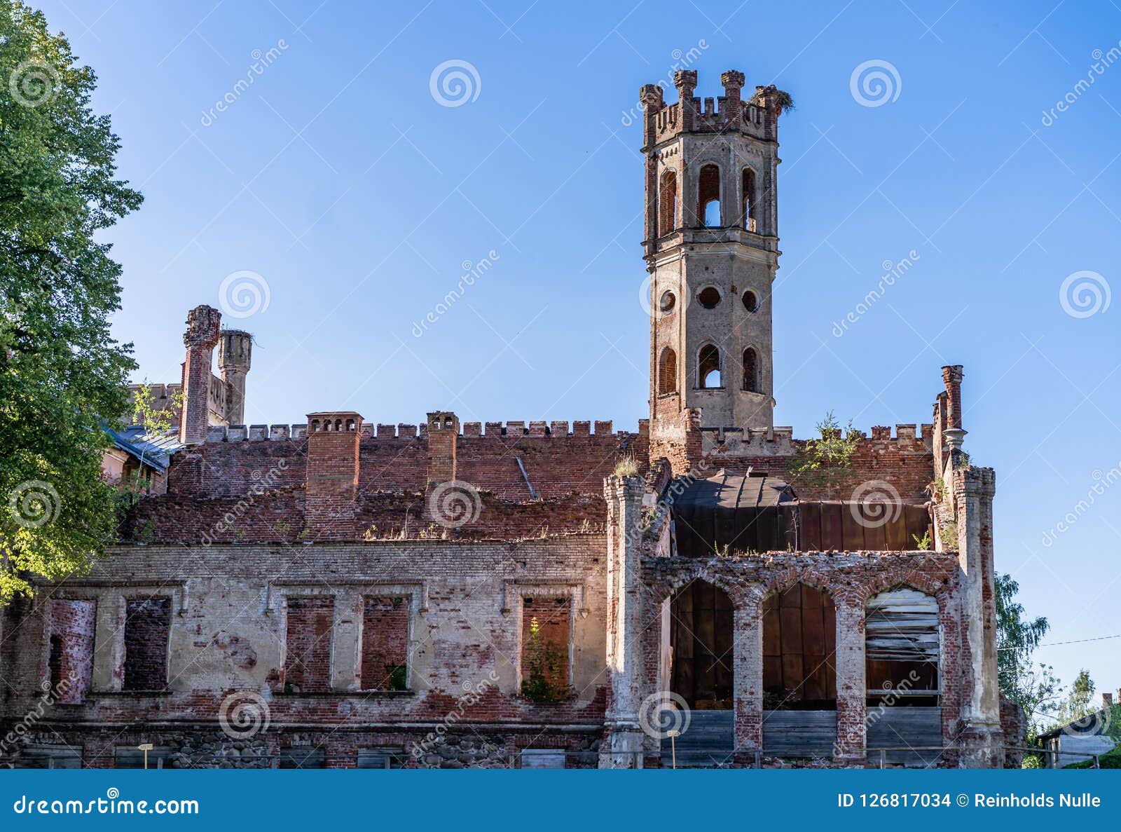 Old Ruins of the Castle with the Tower Stock Photo - Image of ...