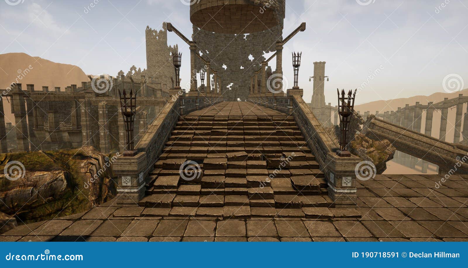 Old Ruins 3D Render.08 stock illustration. Illustration of desolate ...