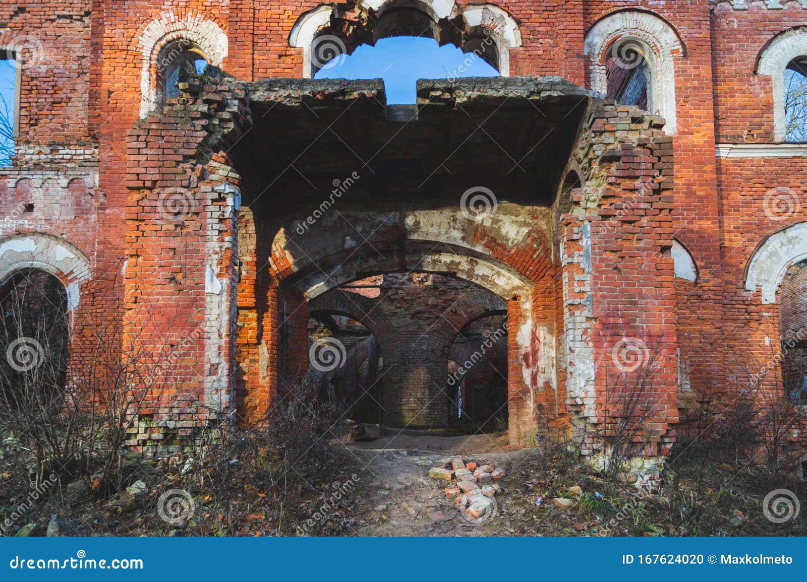 Old Ruins. Destroyed Red Brick Walls of Ancient Building Stock Photo ...