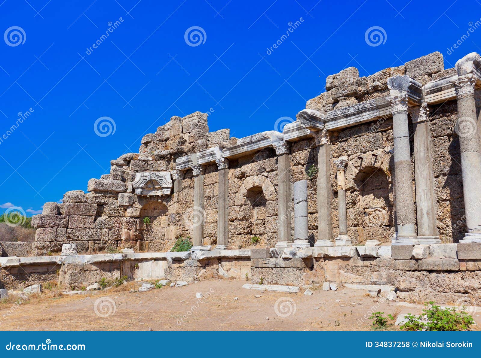 Old ruins in Side, Turkey stock photo. Image of retro - 34837258