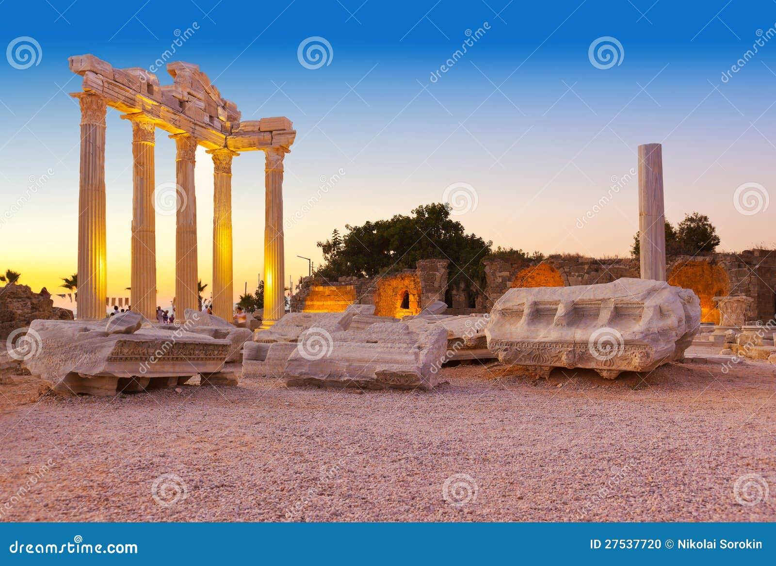 Old Ruins in Side, Turkey at Sunset Stock Photo - Image of peninsula ...