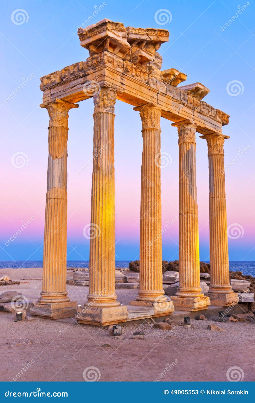 Old Ruins in Side, Turkey at Sunset Stock Image - Image of history ...