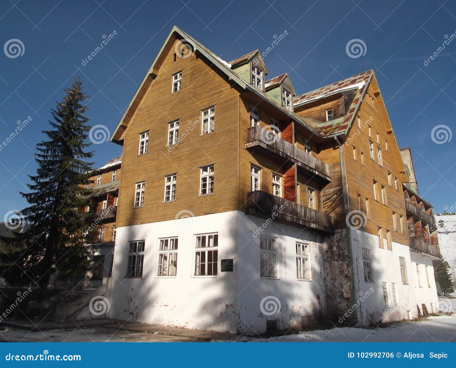 The Old,run-down,derelict,wooden Hotel,built in a Traditional Way Stock ...