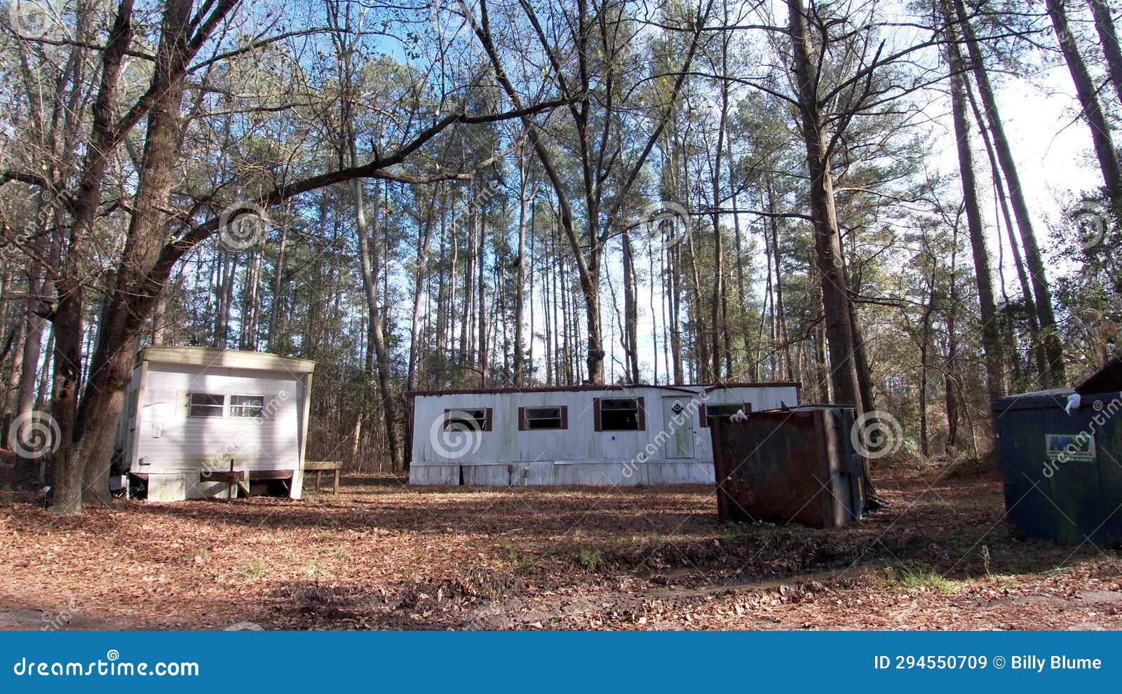 Old Run Down Dilapidated Trailer Park and Dumpsters Editorial Stock ...