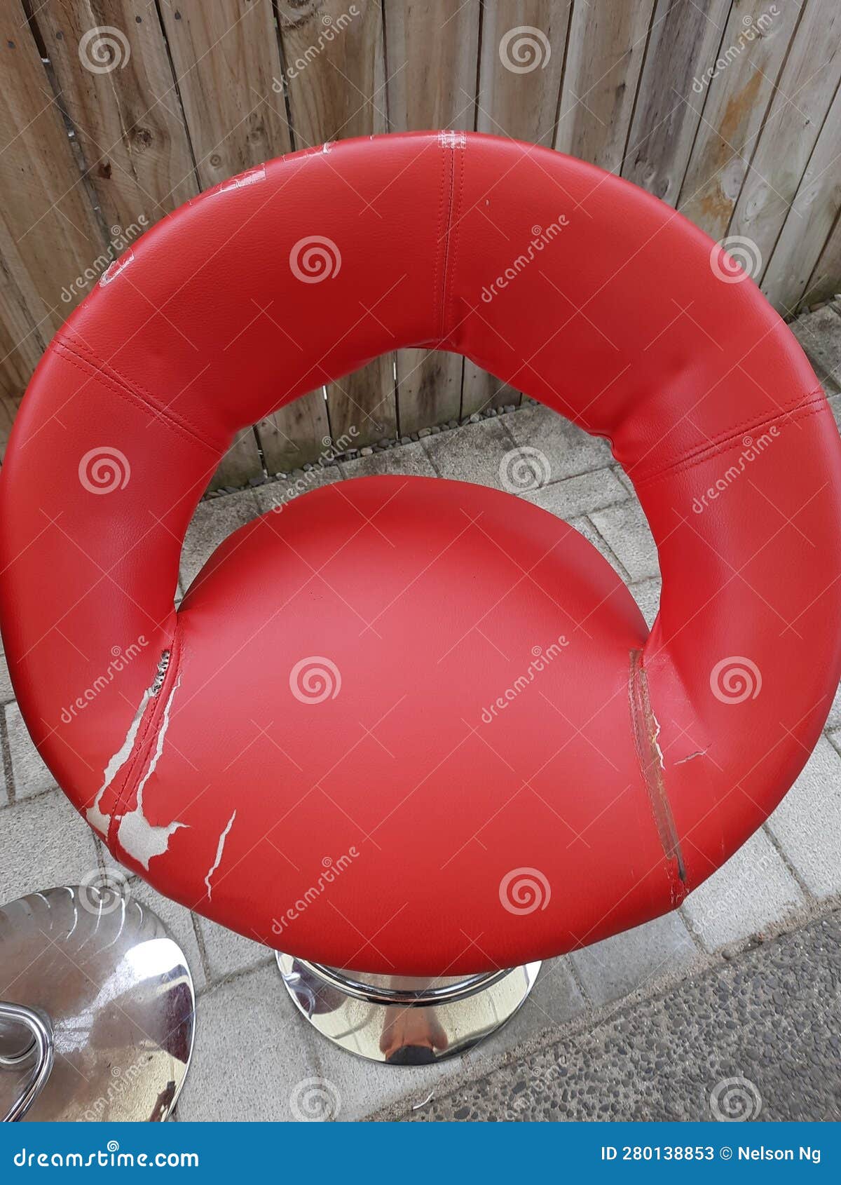 Old Rundown Bar Counter Red Stool Which Needs Repair Stock Image ...