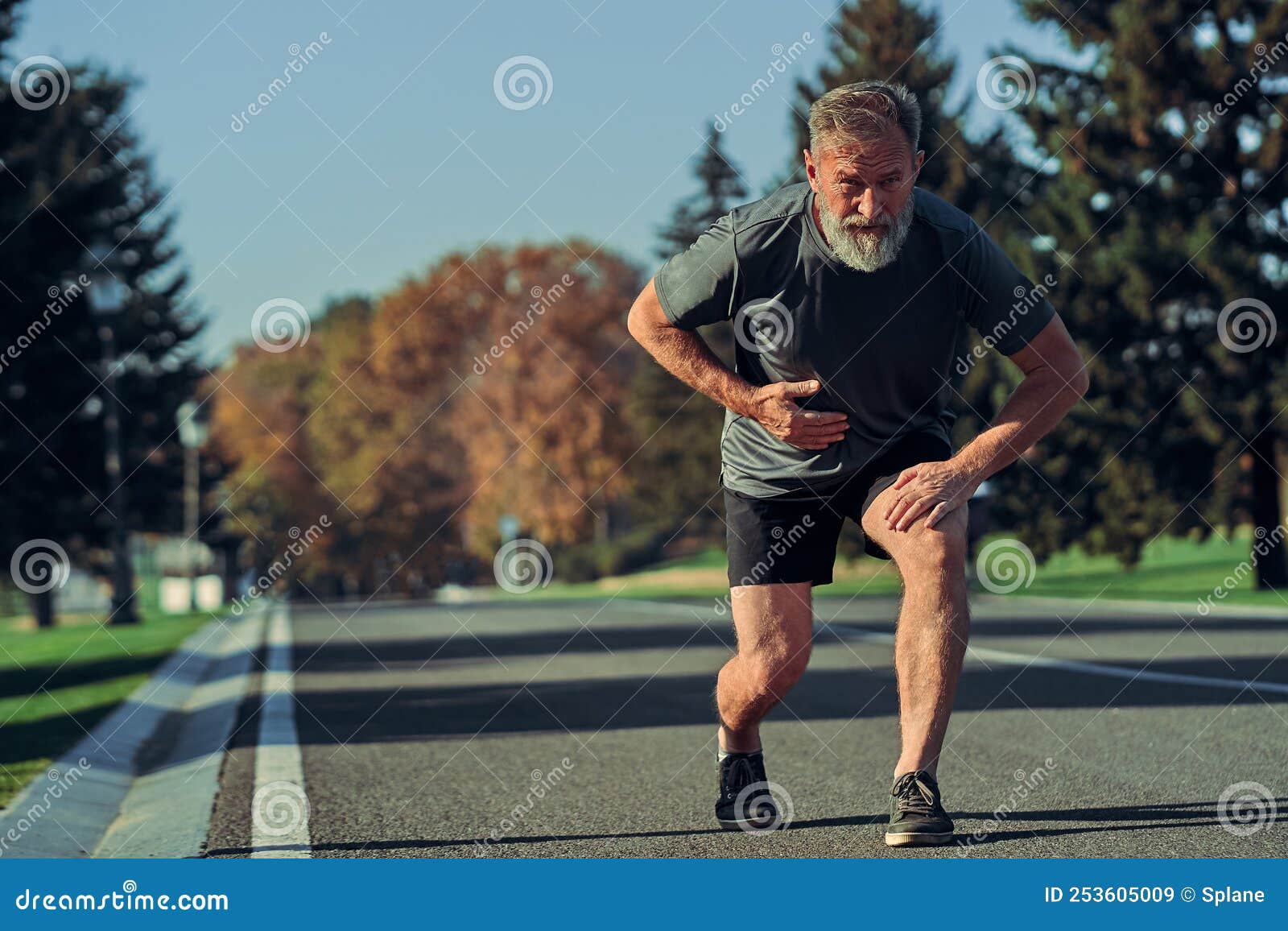 The Old Runner Feeling Bad while Jogging. Stock Image - Image of aged ...