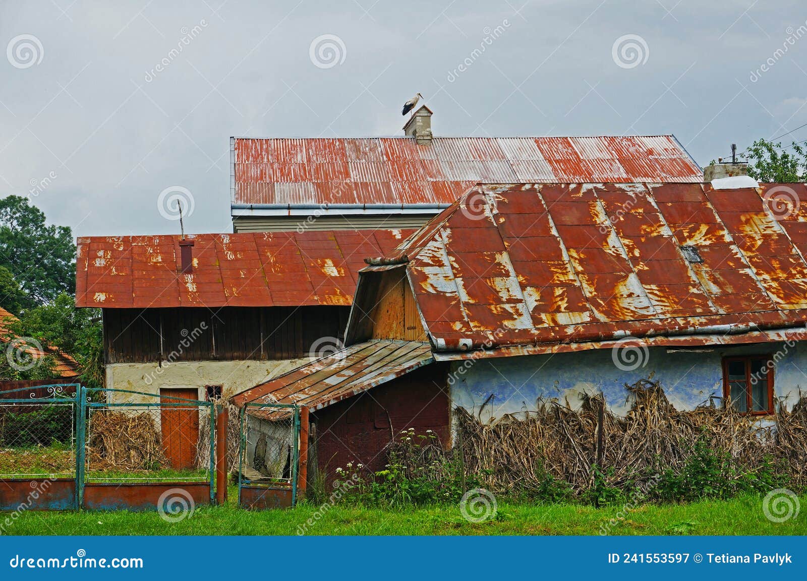 Old Rural Buildings with Rusty Roofs Stock Image - Image of neglected ...