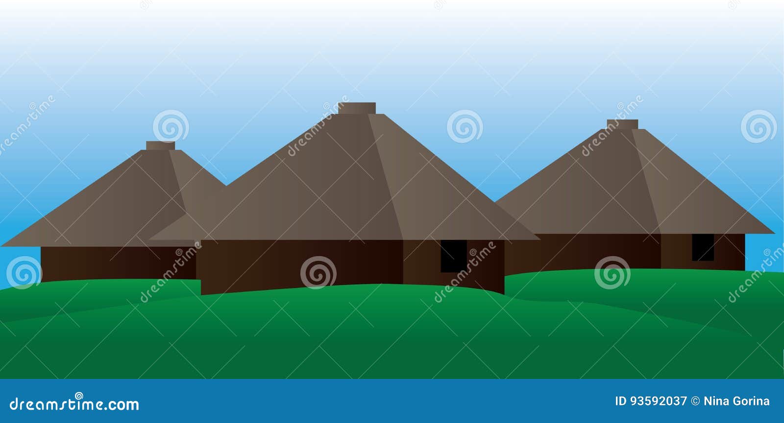 Old rural houses stock vector. Illustration of farm, grass - 93592037