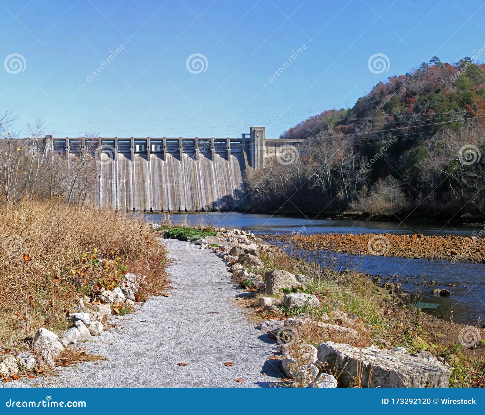 Old Rural Hydroelectric Dam by a River Surrounded by Thick Trees Stock ...