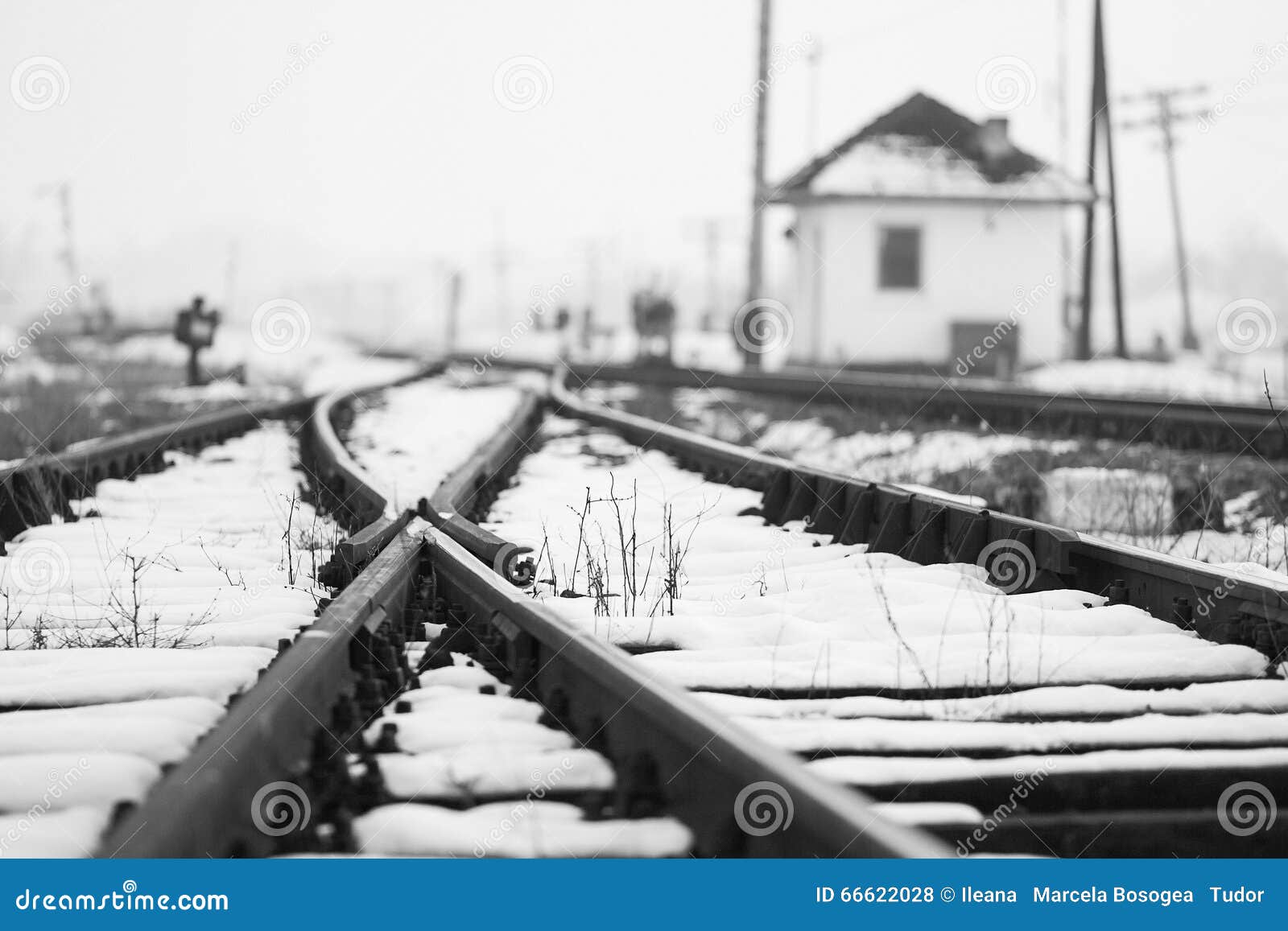 Old, Rural Railroads and Railway Station in Winter Stock Photo - Image ...