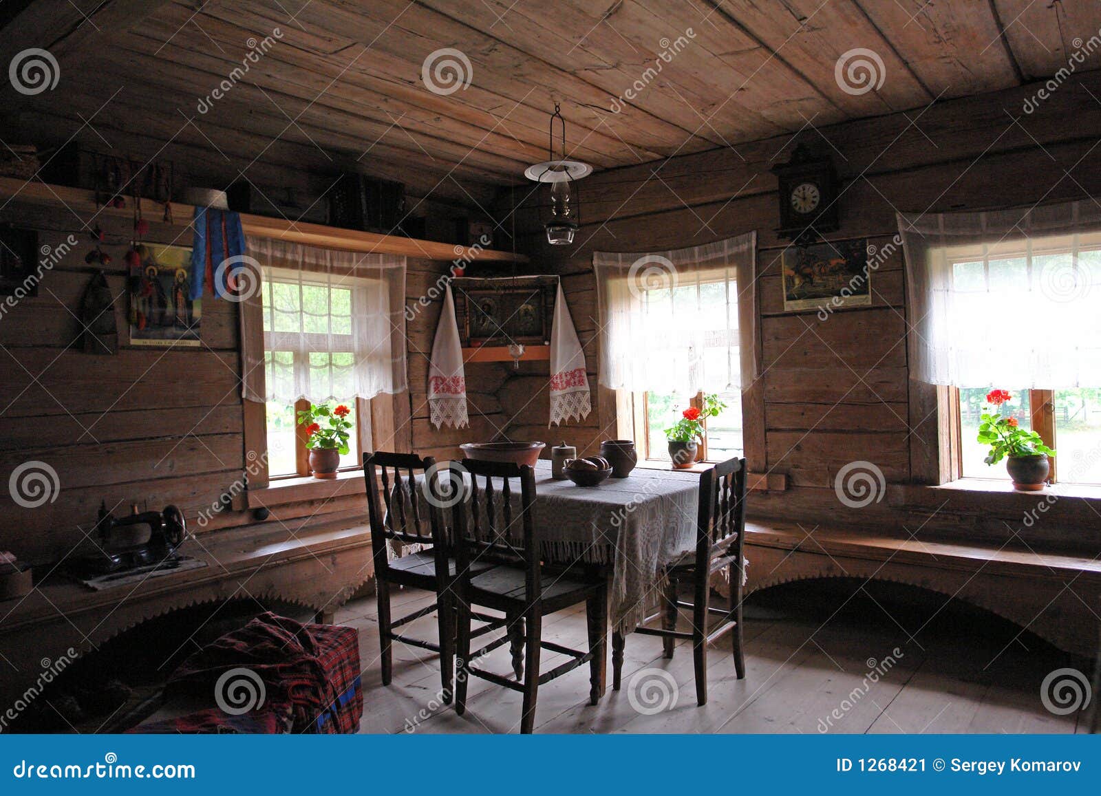 Old Russian Household Interior Stock Image - Image of ancient, windows ...