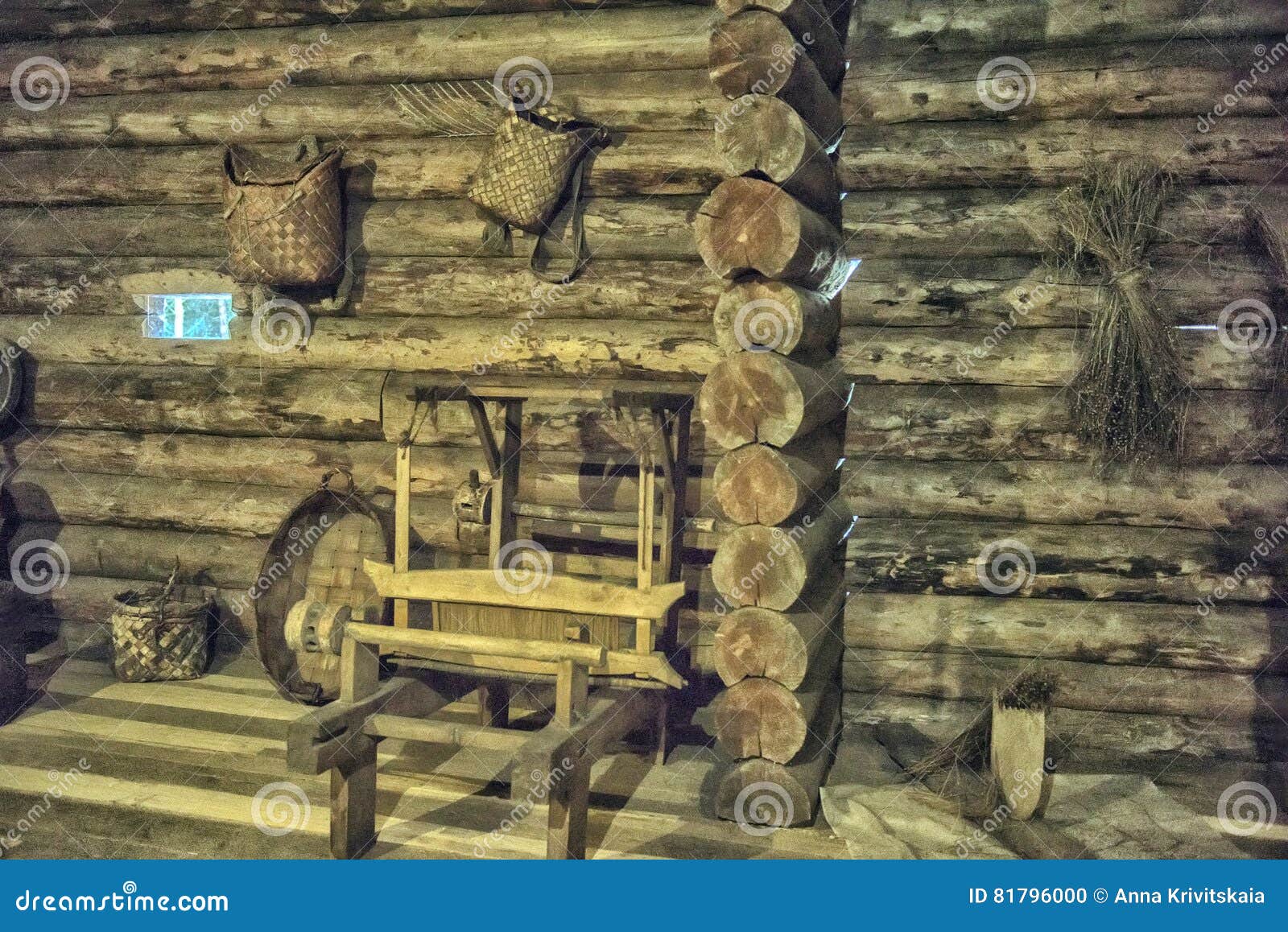 Old Russian log hut editorial image. Image of bench, earthenware - 81796000