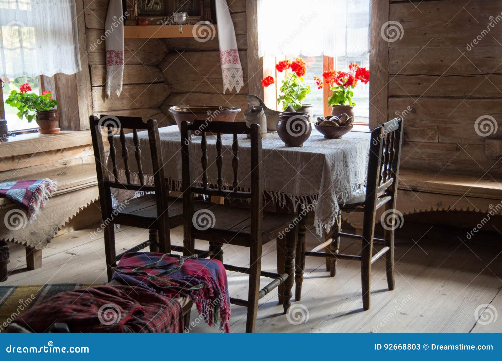 Old russian room stock image. Image of wooden, farm, farmhouse - 92668803