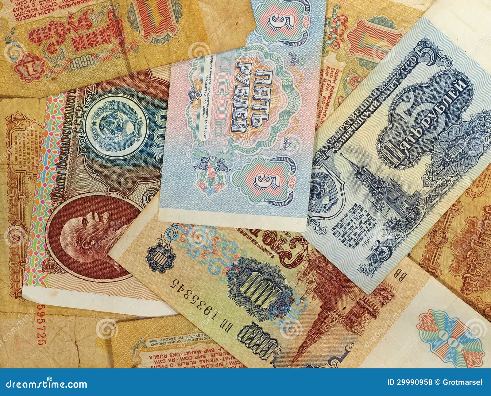 Old Russian Ruble Banknotes.Background. Stock Photo - Image of credit ...