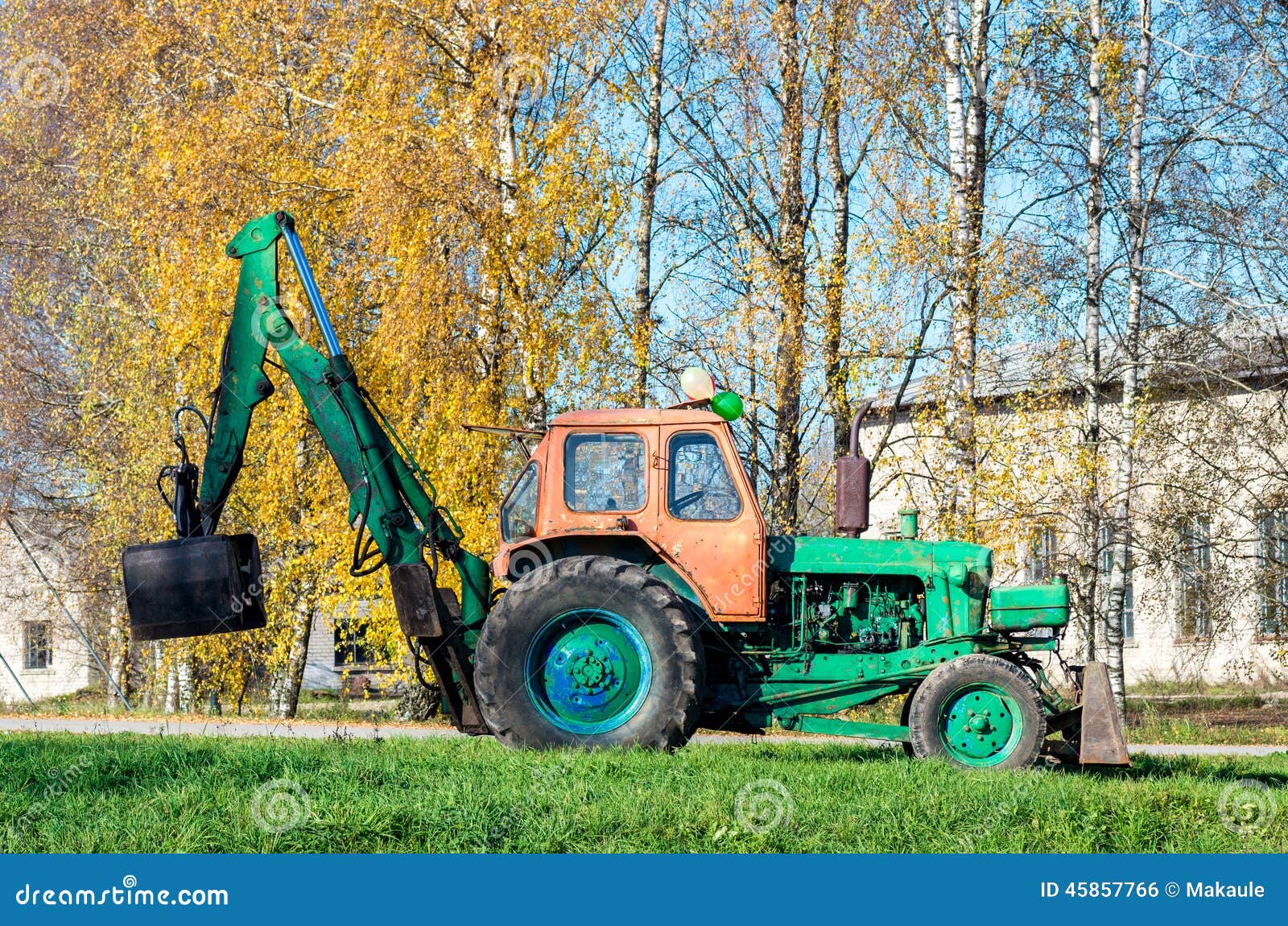 Old Russian Tractor with Loader Stock Photo - Image of garden, farm ...