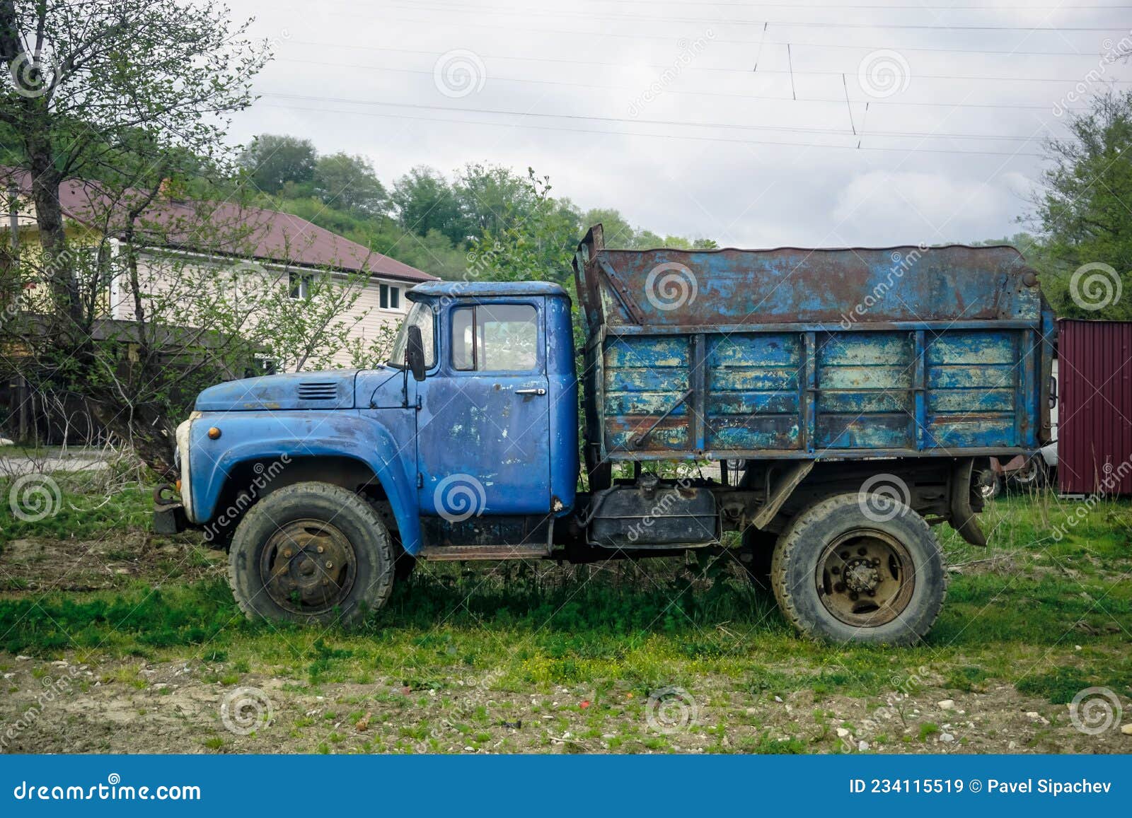 Old Russian Truck in the Village Stock Image - Image of countryside ...