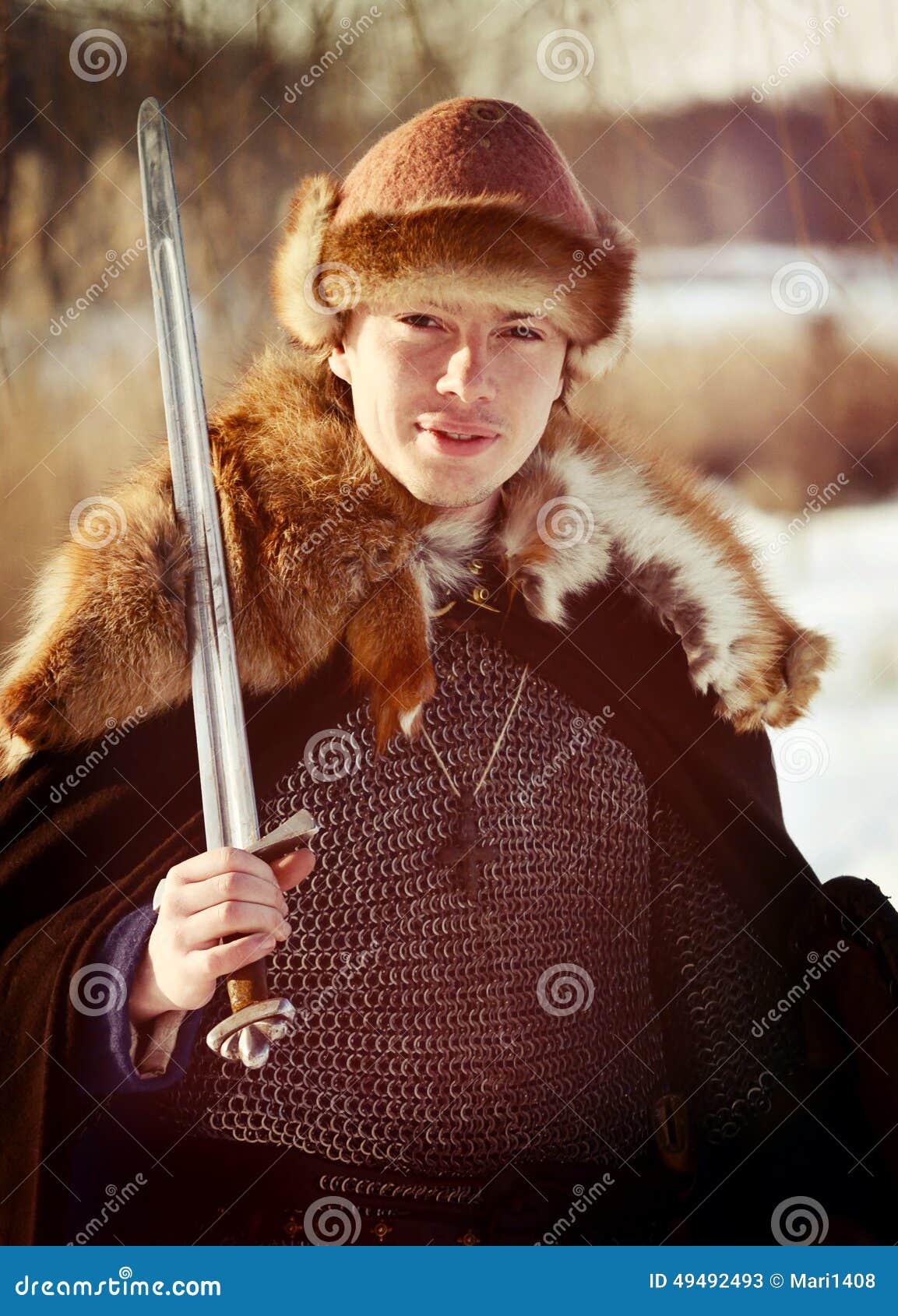 Old Russian Warrior Historical Reconstructor Stock Image - Image of ...