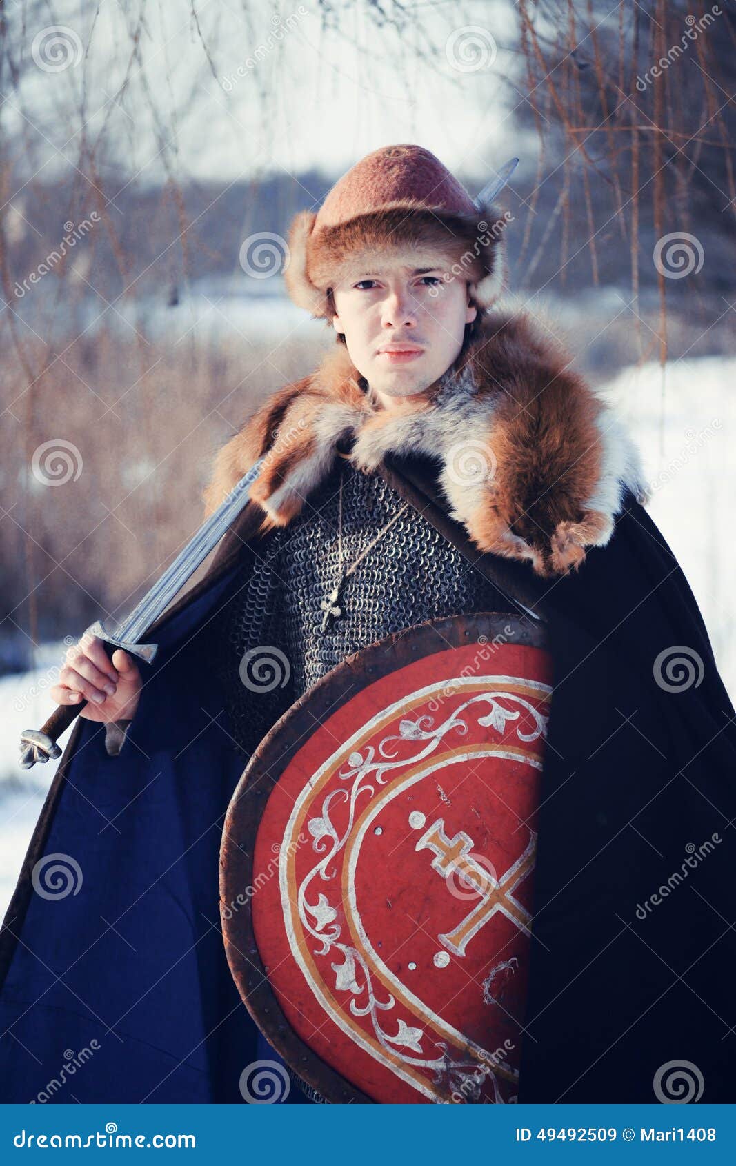 Old Russian Warrior Historical Reconstructor Stock Image - Image of ...
