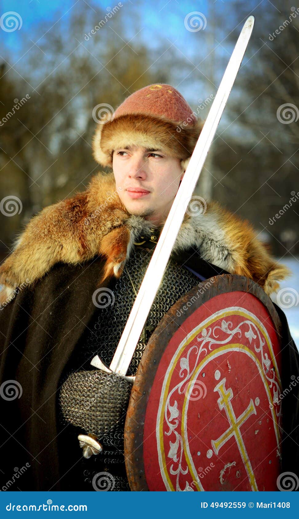 Old Russian Warrior Historical Reconstructor Stock Image - Image of ...