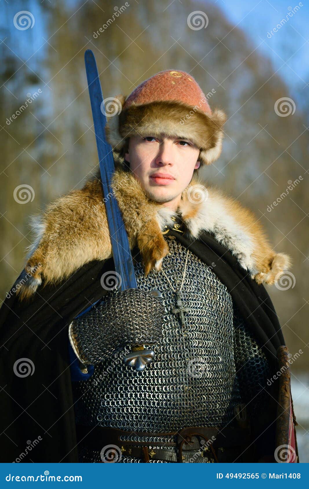 Old Russian Warrior Historical Reconstructor Stock Image - Image of ...