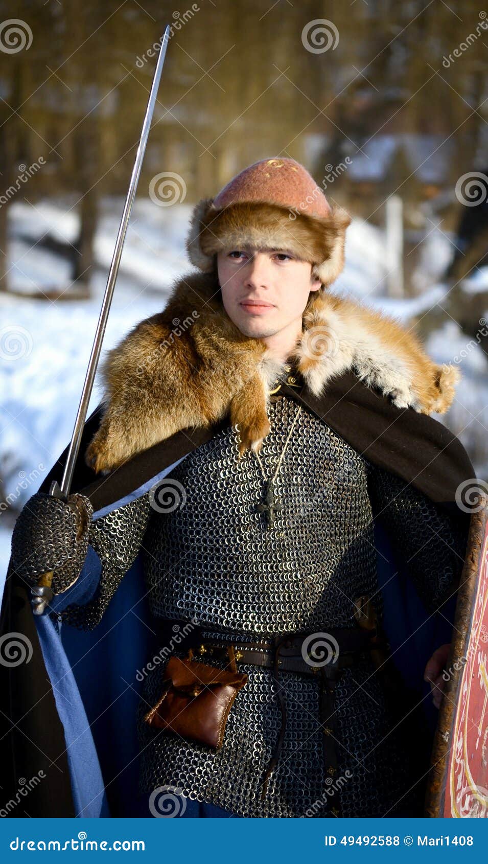 Old Russian Warrior Historical Reconstructor Stock Photo - Image of ...