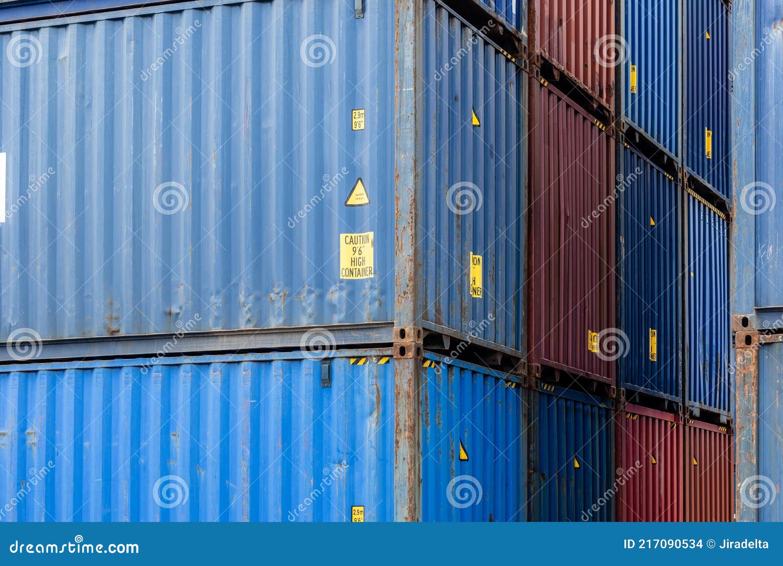 Old Rust Containers Wall in Cargo Container Yard Close Up in Front View ...