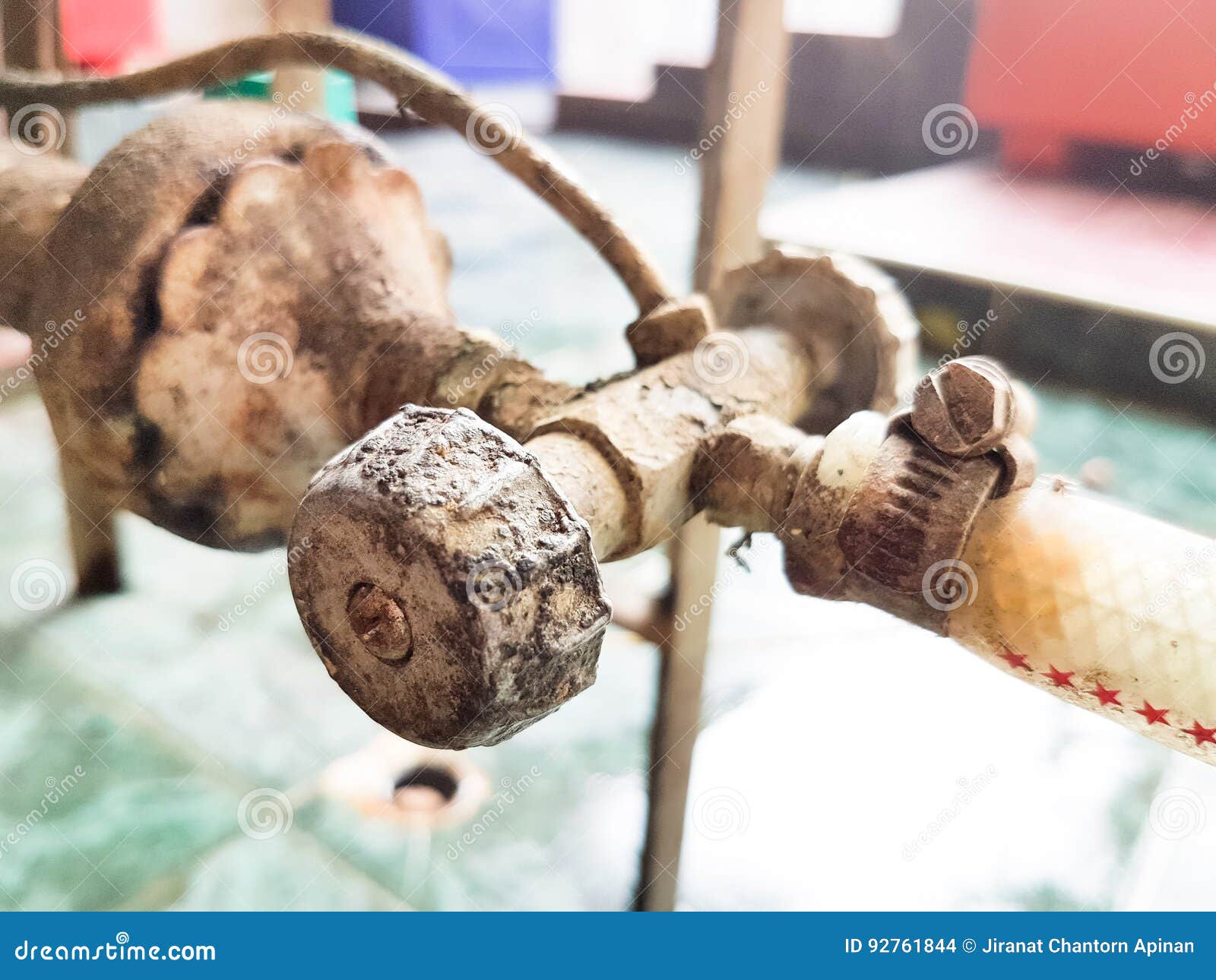 Old Rust Head Valve with Old White Rubber Gas Pipe Stock Photo - Image ...