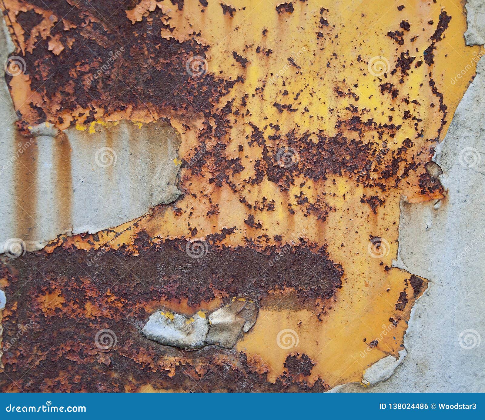 Old Rust Textures on the Iron. Cracked Paint and Scratches, on a Yellow ...