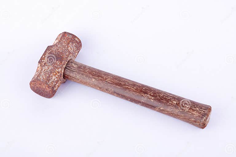Old Rust Sledge Hammer Used on White Background Tool Isolated Stock ...