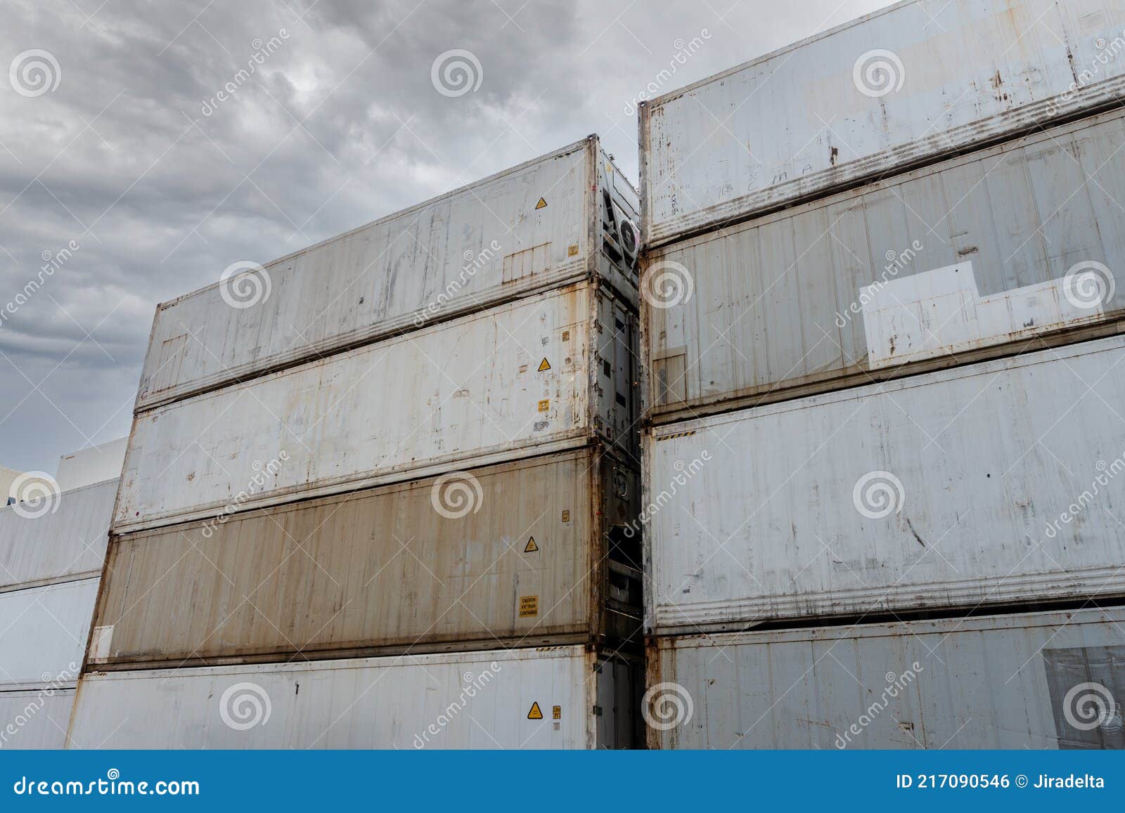 Old Rust White Container Wall in Cargo Container Yard Close Up in Front ...