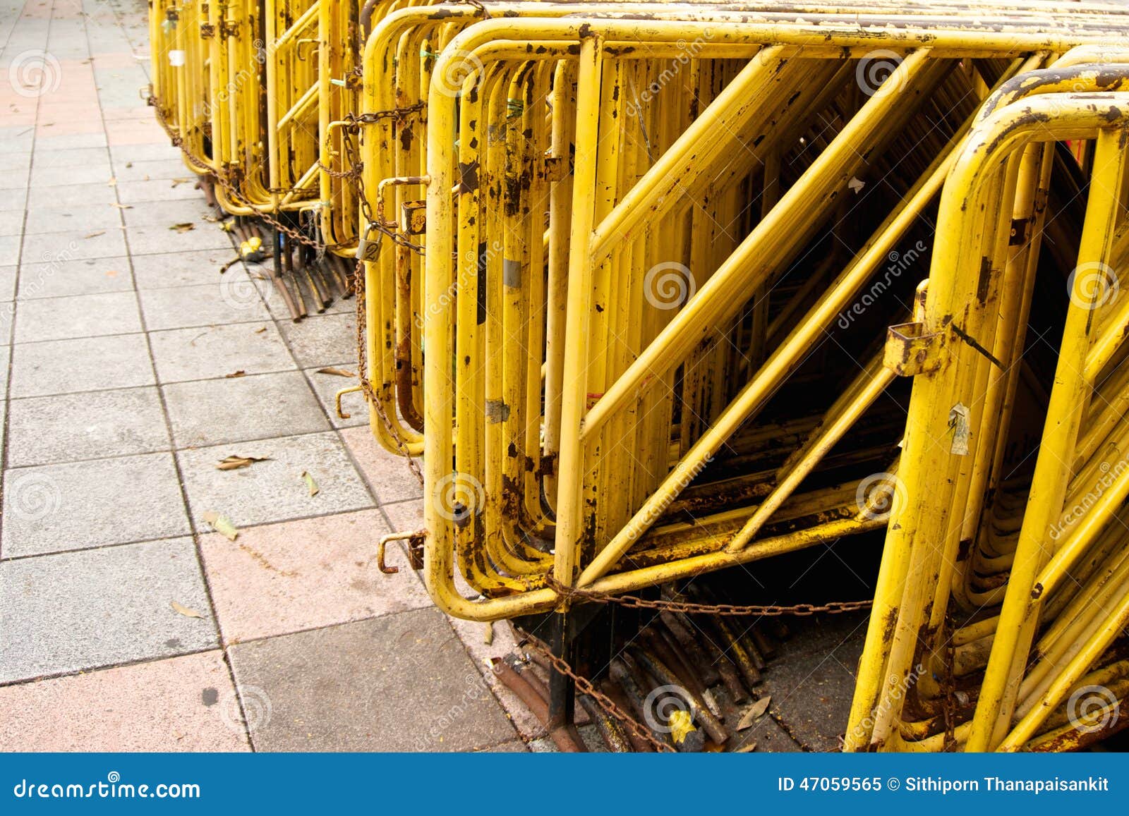 Old and Rust Yellow Barrier Guard Stock Image - Image of traffic, road ...