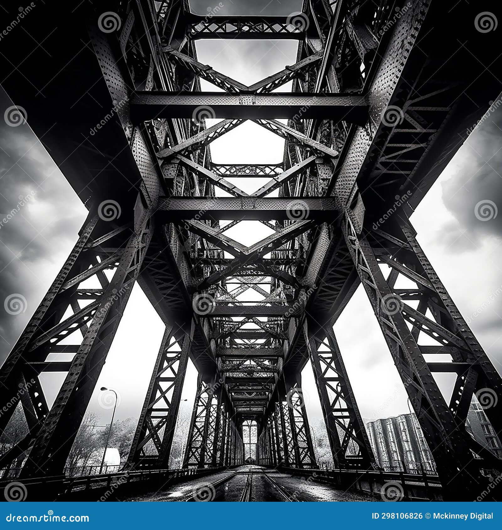 An Old Rusted Bridge, View is from Under the Bridge. Stock Illustration ...