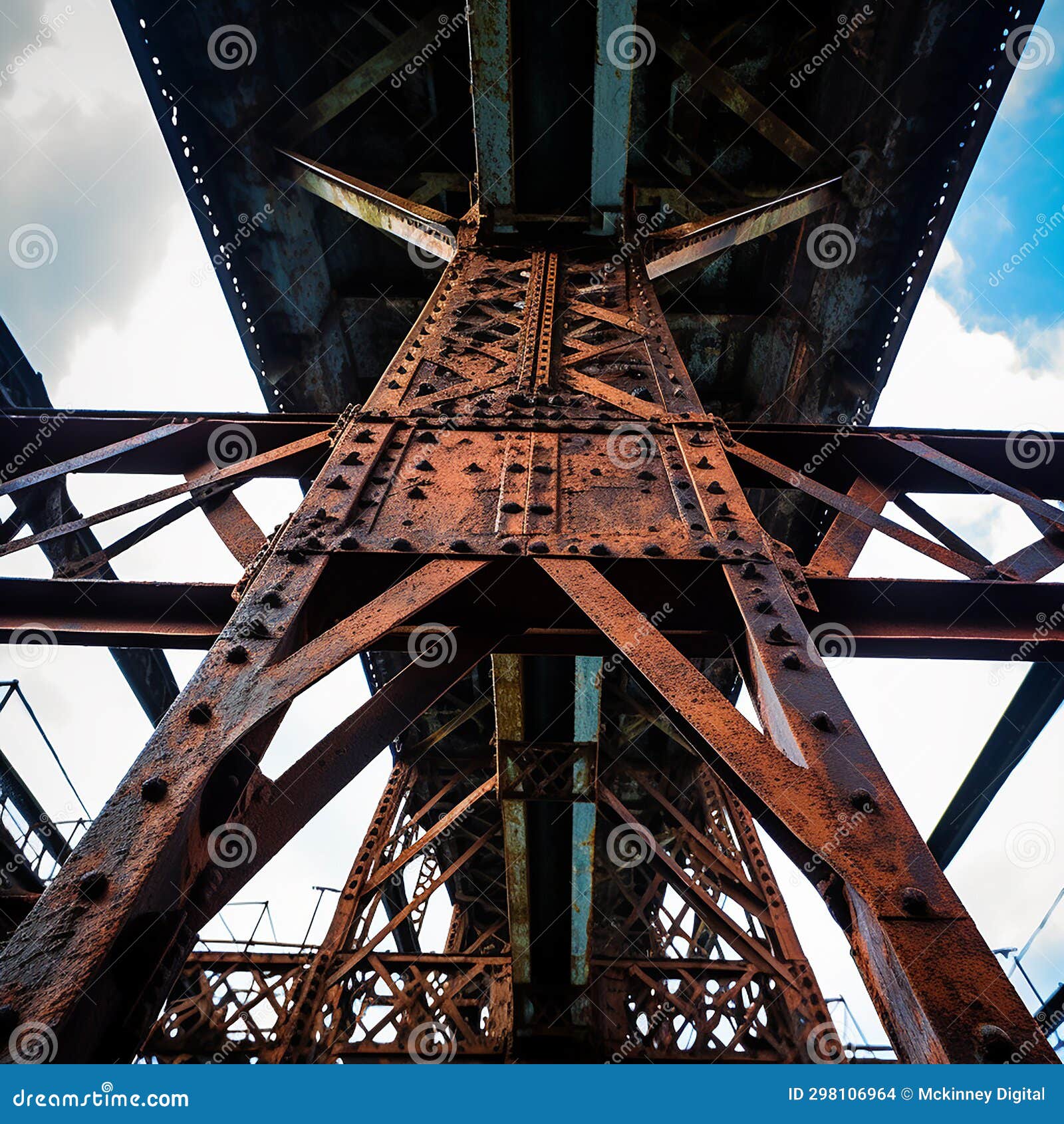 An Old Rusted Bridge, View is from Under the Bridge. Stock Illustration ...