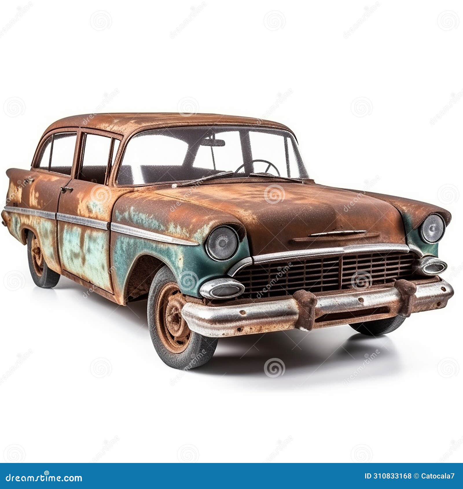 Old Rusted Car Against White Background Stock Illustration ...
